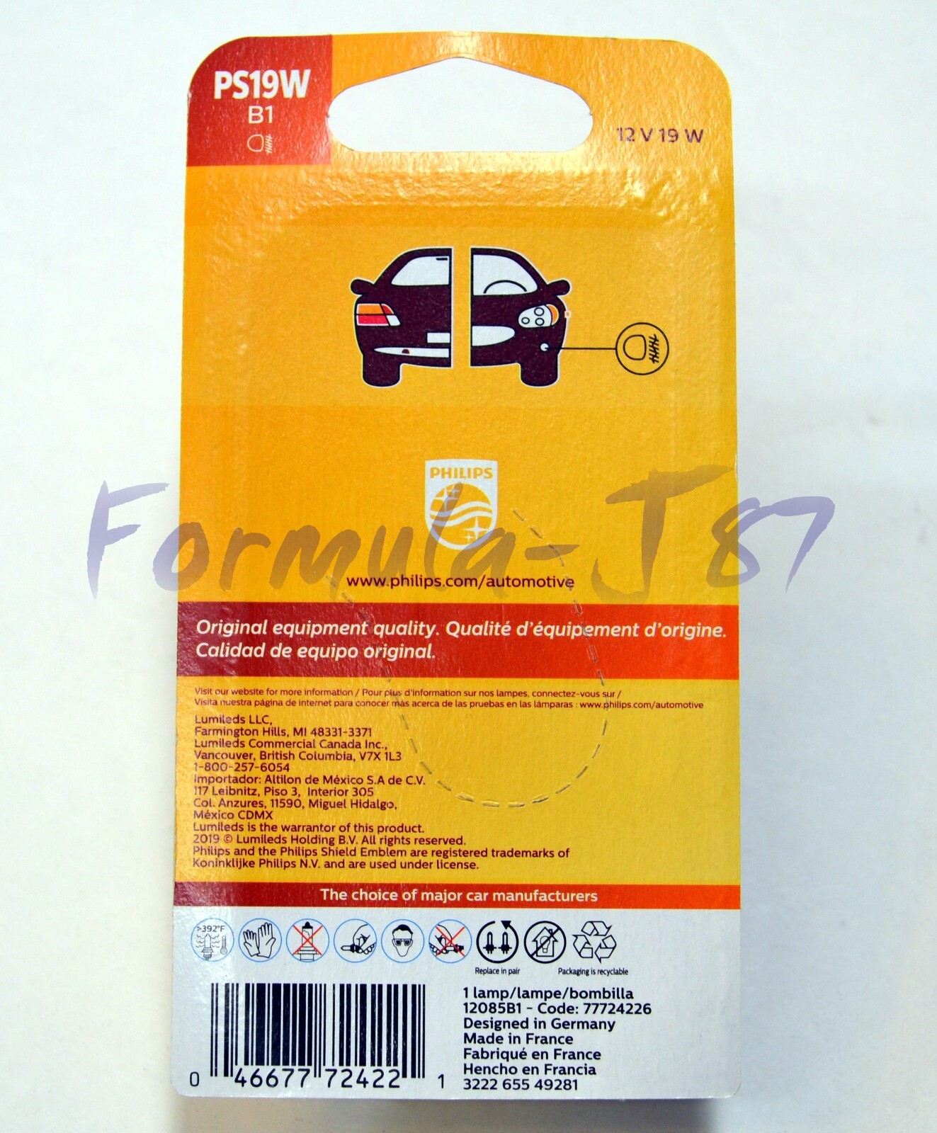 Philips PS19W 5201 12085 19W One Bulb Rear Fog Light Replacement Stock ...