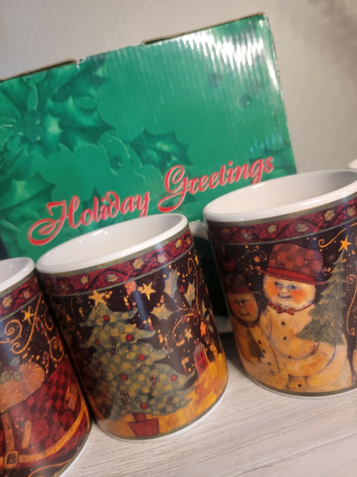 Certified International Susan Winget Set of 4 Holiday Mugs Cups Snowmen ...