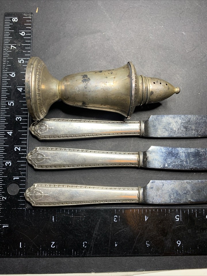STERLING SILVER 925 Weighted Scrap Knives Knife Salt Shaker Use Or ...