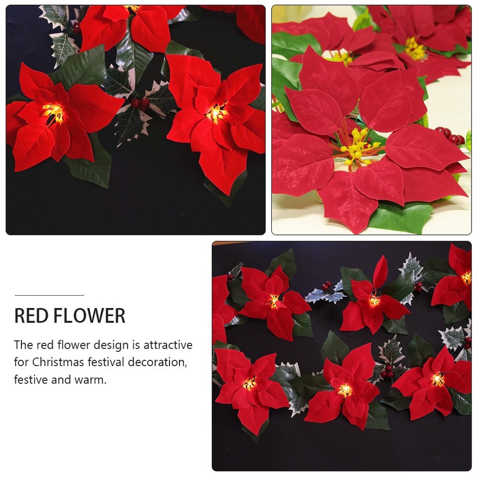 1pc XMAS Flower Fruit Fruit Lights Ornament Lintel Lintel (Red 2M) | eBay