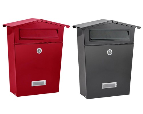 NEW LARGE STEEL POST BOX POSTBOX LOCKABLE OUTSIDE LETTER MAIL WALL ...