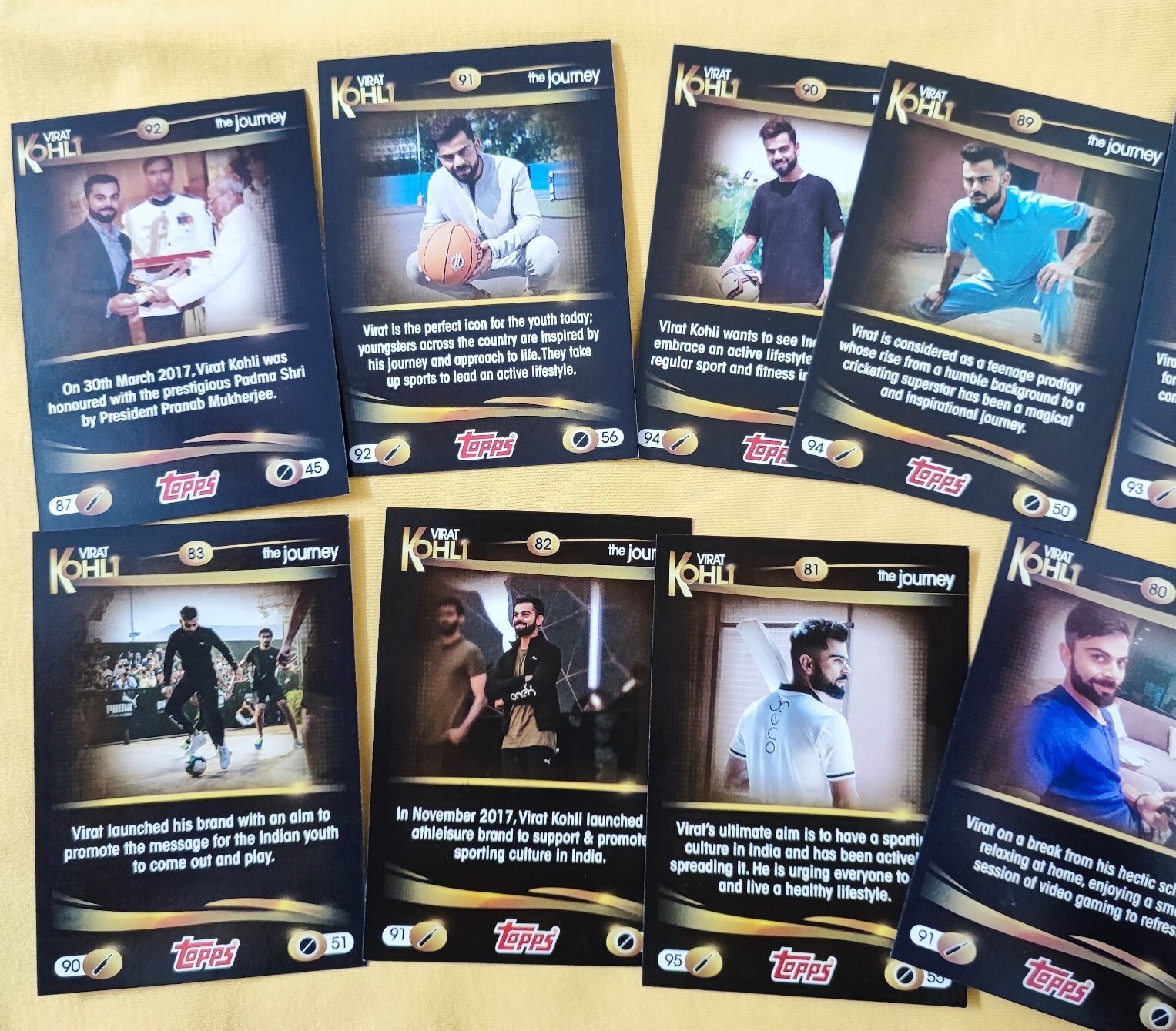 Topps Virat Kohli THE JOURNEY 2019 cricket cards full set of 92 cards ...