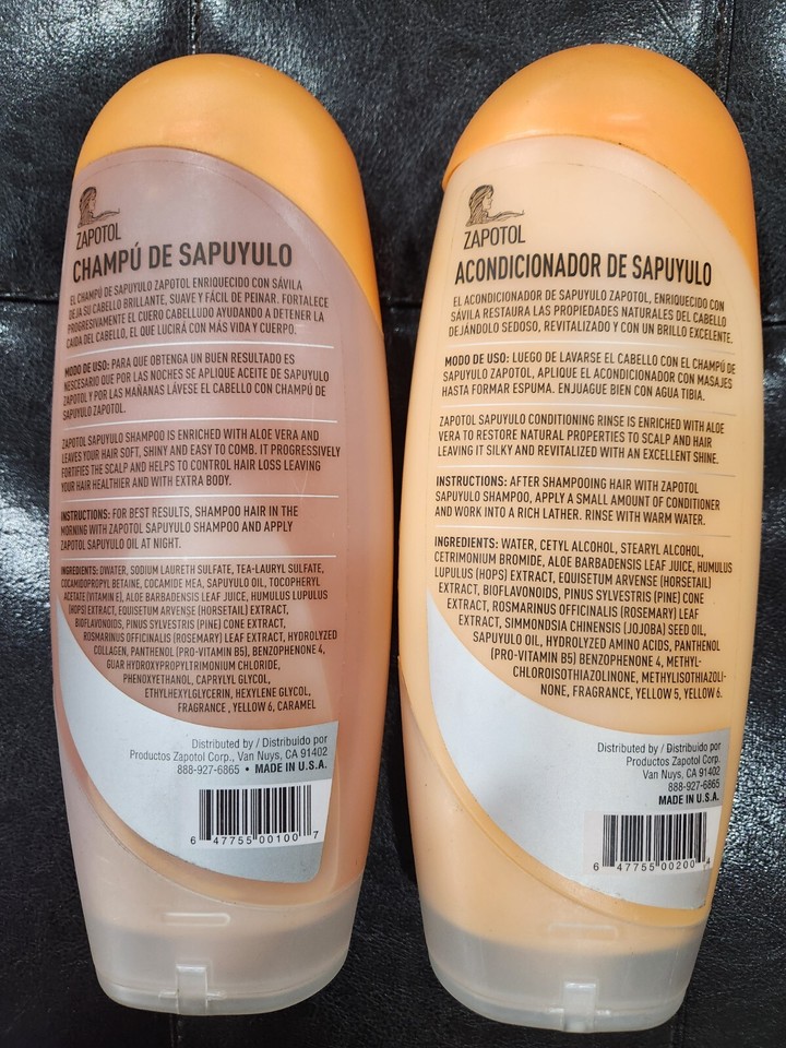 ZAPOTOL SHAMPOO & CONDITIONER SAPUYULO 18 FL OZ EACH MADE USA CONTROL ...