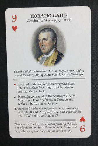2011 Famous Generals Of The American Revolution Playing Card 9 Hearts ...