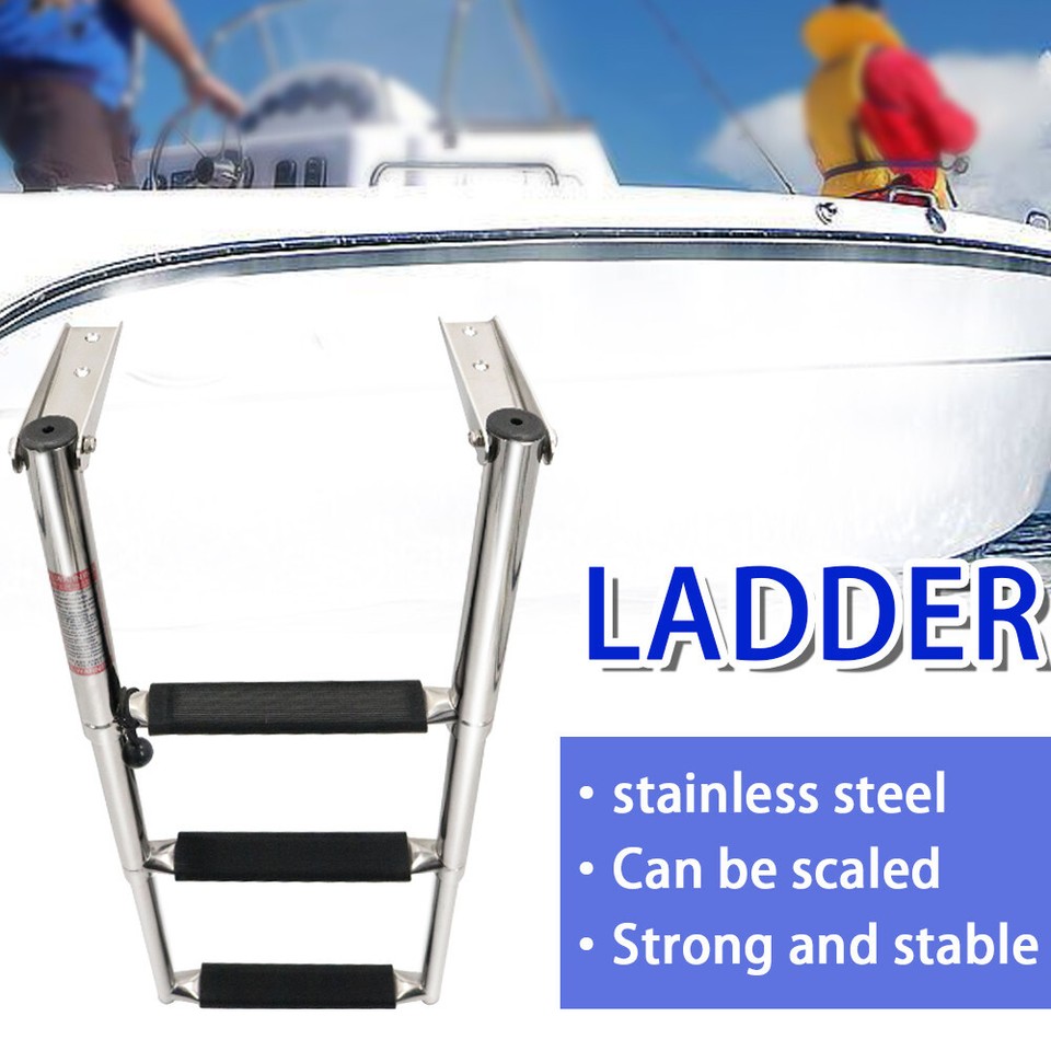 Boat 3 Step Ladder Stainless Steel Upper Platform Telescoping Swim ...
