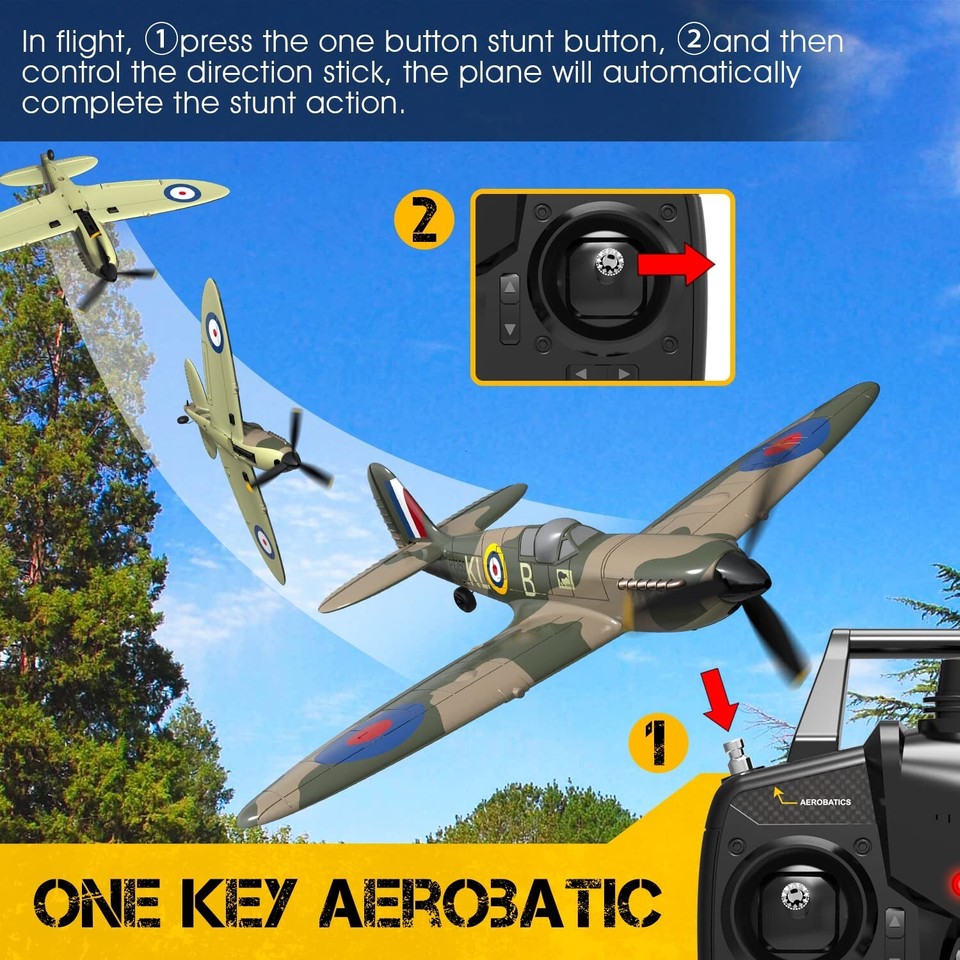 RC Plane Spitfire Fighter, 4 Channel Remote Control Airplane with Gyro ...