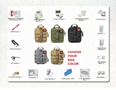 40 Piece Deluxe Gunshot Trauma First Aid Kit IFAK & Choice Rip Away ...