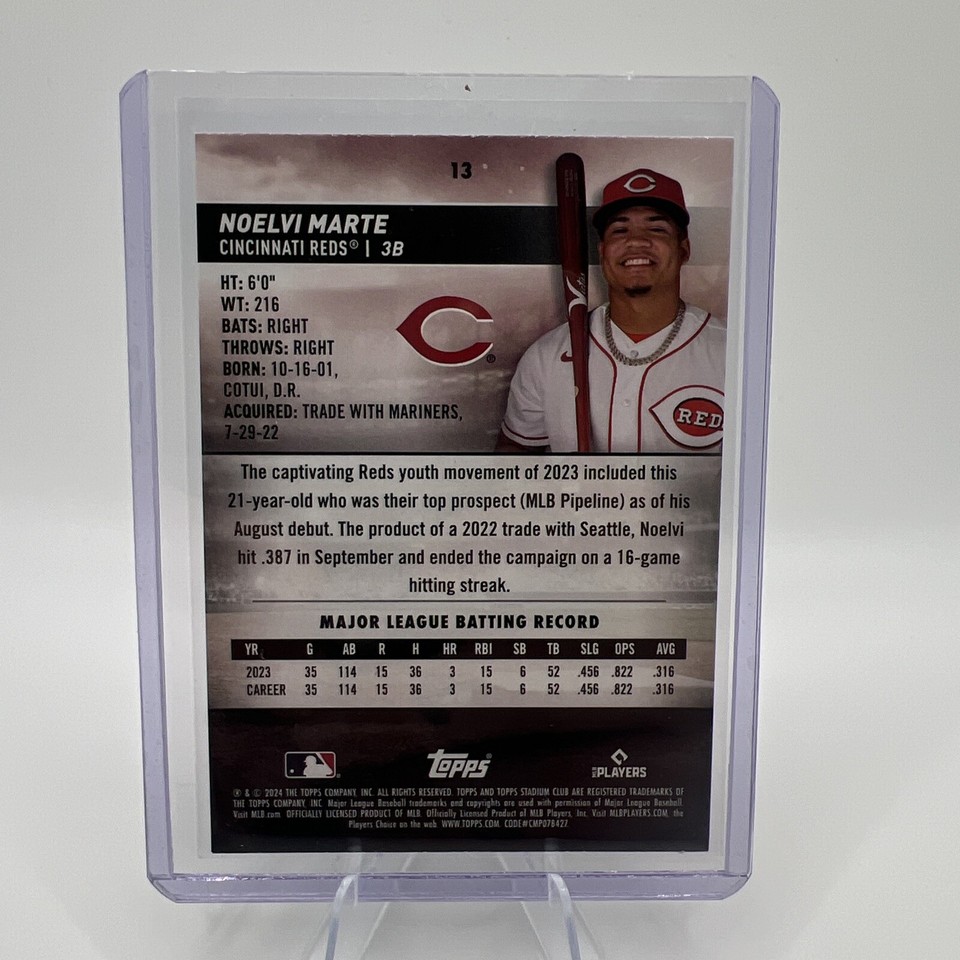 NOELVI MARTE 2024 TOPPS STADIUM CLUB BASEBALL 1ST DAY ISSUE SSP /10 ...