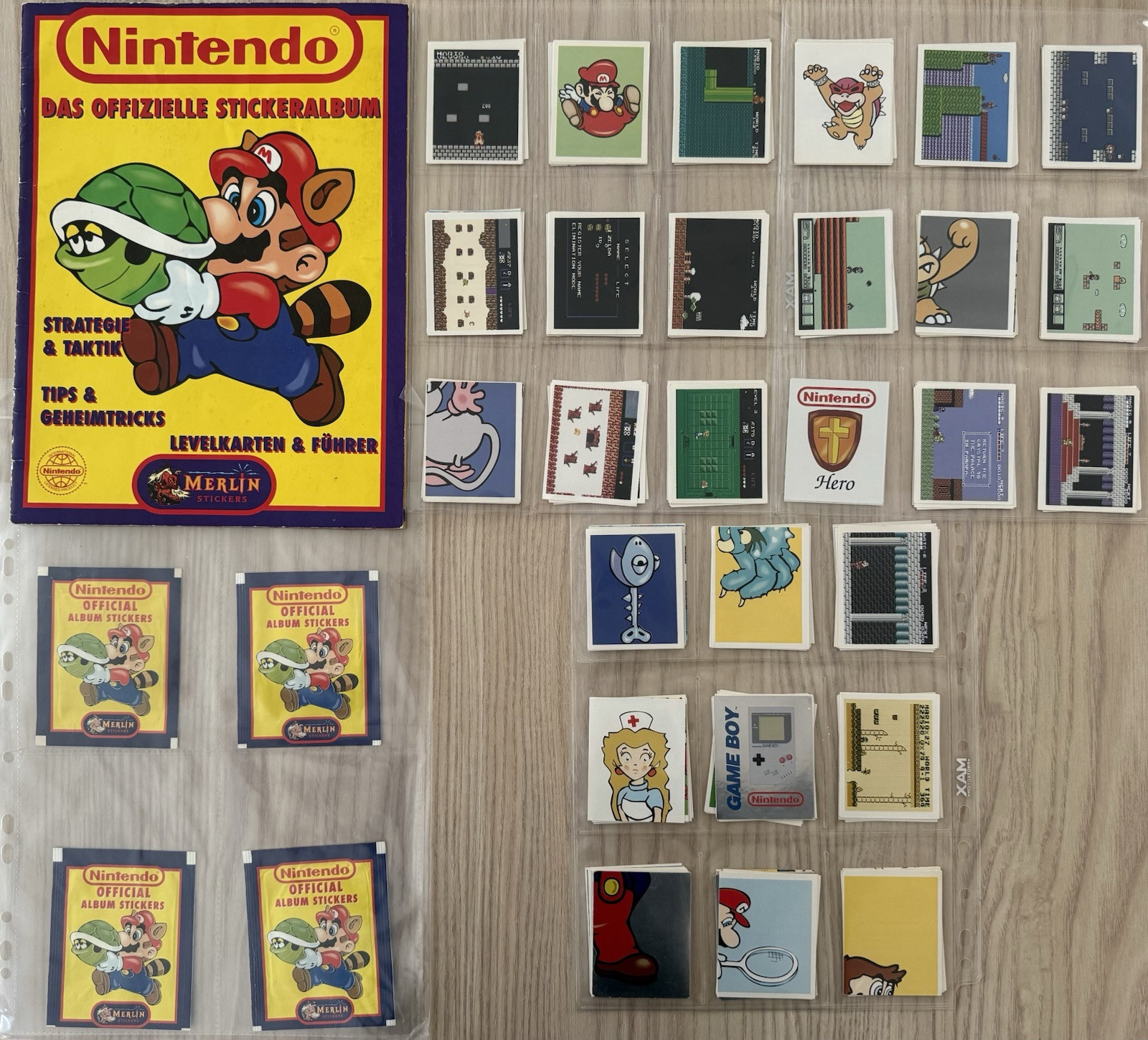 MERLIN - Nintendo - 1992 - Album + 251 von 276 verschiedene Sticker ...