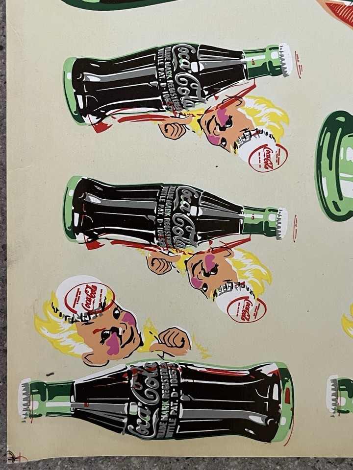 Original Sheet COCA COLA Sign Decals uncut 1940’s Coke Machine DECAFIX ...