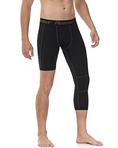 Men's One Leg Compression Pants Tights, 3/4 Basketball Leggings, Capri ...