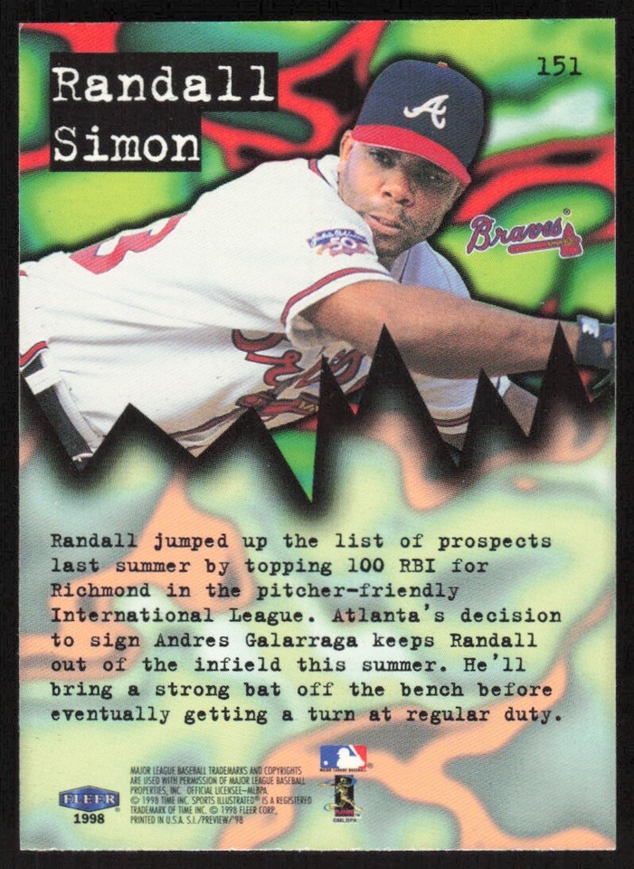 1998 Sports Illustrated One To Watch Randall Simon #151 Atlanta Braves ...