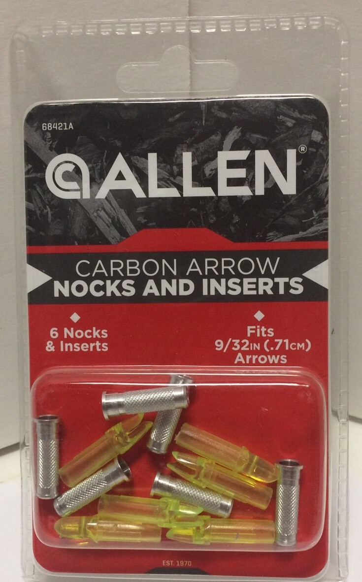 Allen Carbon Arrow Nocks And Inserts 6 Green Nocks,6 Inserts Archery ...