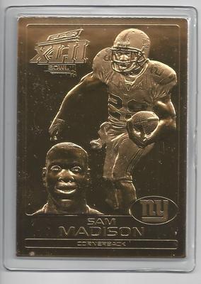 Sam Madison 2008 Danbury Mint Encased 22kt Gold Football Card NY Giants ...