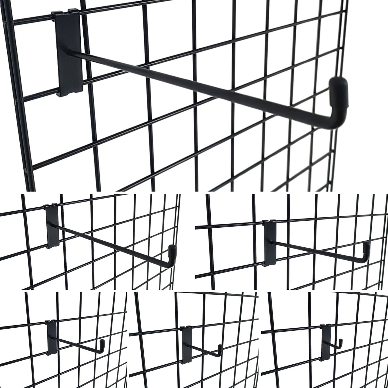 Black Grid Mesh Hooks Single Prong Shop Display | eBay UK