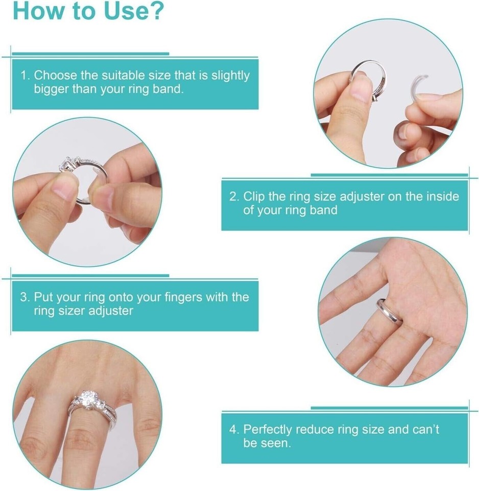 8Pcs Set Invisible Design Ring Size Clip Guard Resizer Reducer Adjuster ...