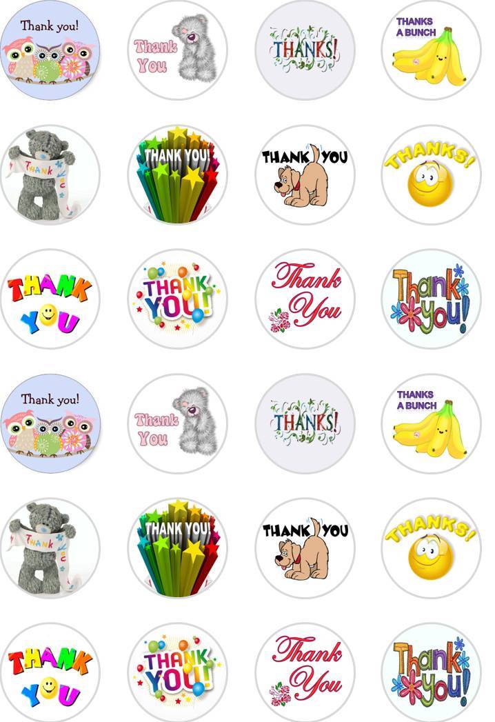 24 x PRECUT THANK YOU/THANKS RICE/WAFER PAPER CUP CAKE TOPPERS | eBay UK