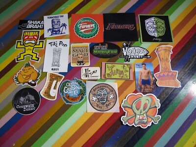vtg 1990s - 2010s retro Tiki theme surf street sticker - Hawaii Shaka ...