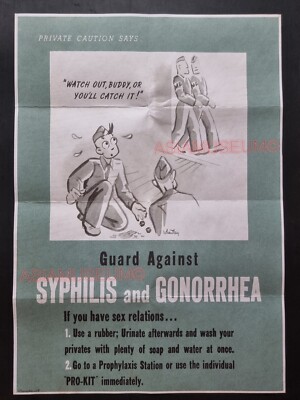 1944 WW2 USA AMERICA GUARD AGAINST SYPHILIS GONORRHEA SAILOR PROPAGANDA ...