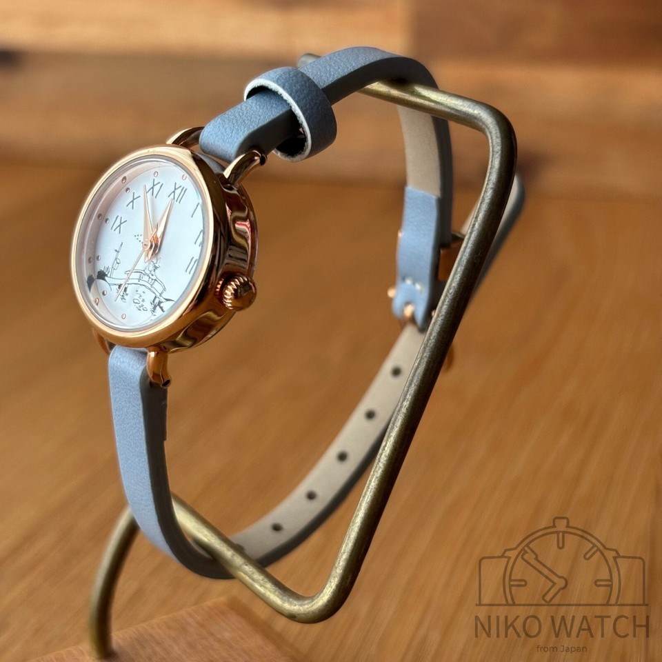 MOOMIN Watch Gold Dusty Light Blue Slim Band Calm design Working Con ...