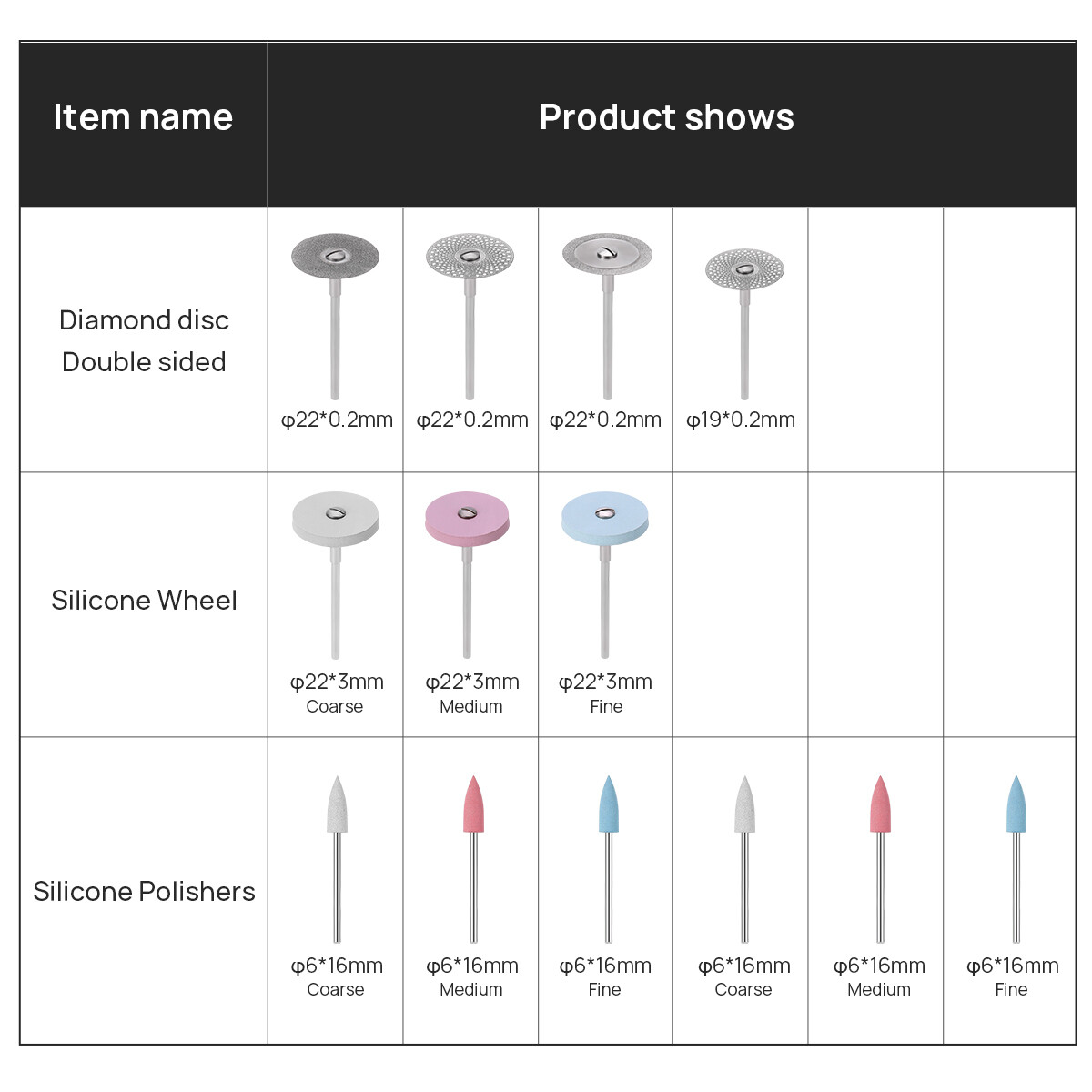 Dental Diamond Burs Discs Stone Silicon Wheel Polishing Brushs kit HP ...
