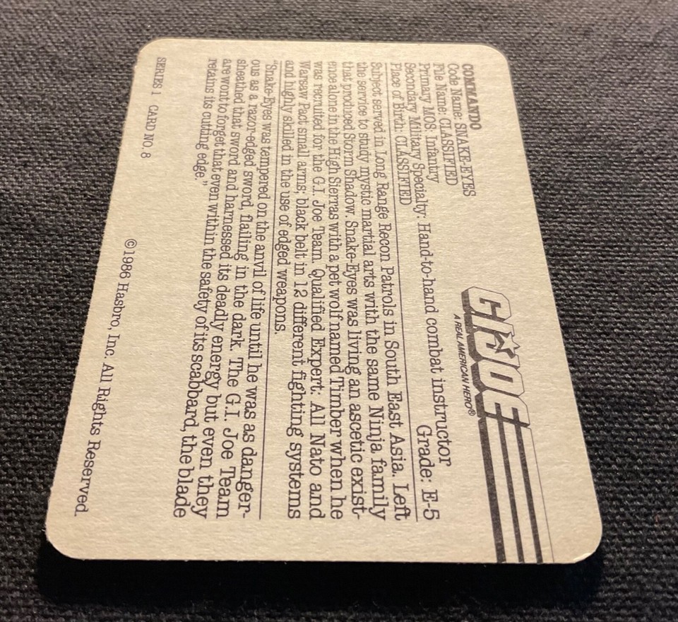 GI Joe - 1986 Hasbro Trading Cards & Stickers- Singles | eBay