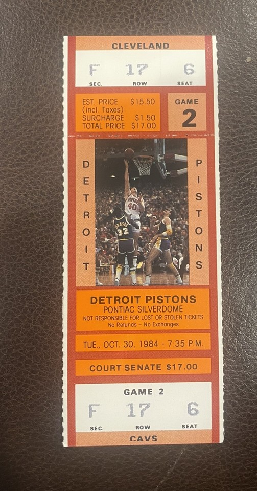1984 Detroit Pistons Vs Cleveland Cavaliers Ticket Stub Full Isiah ...