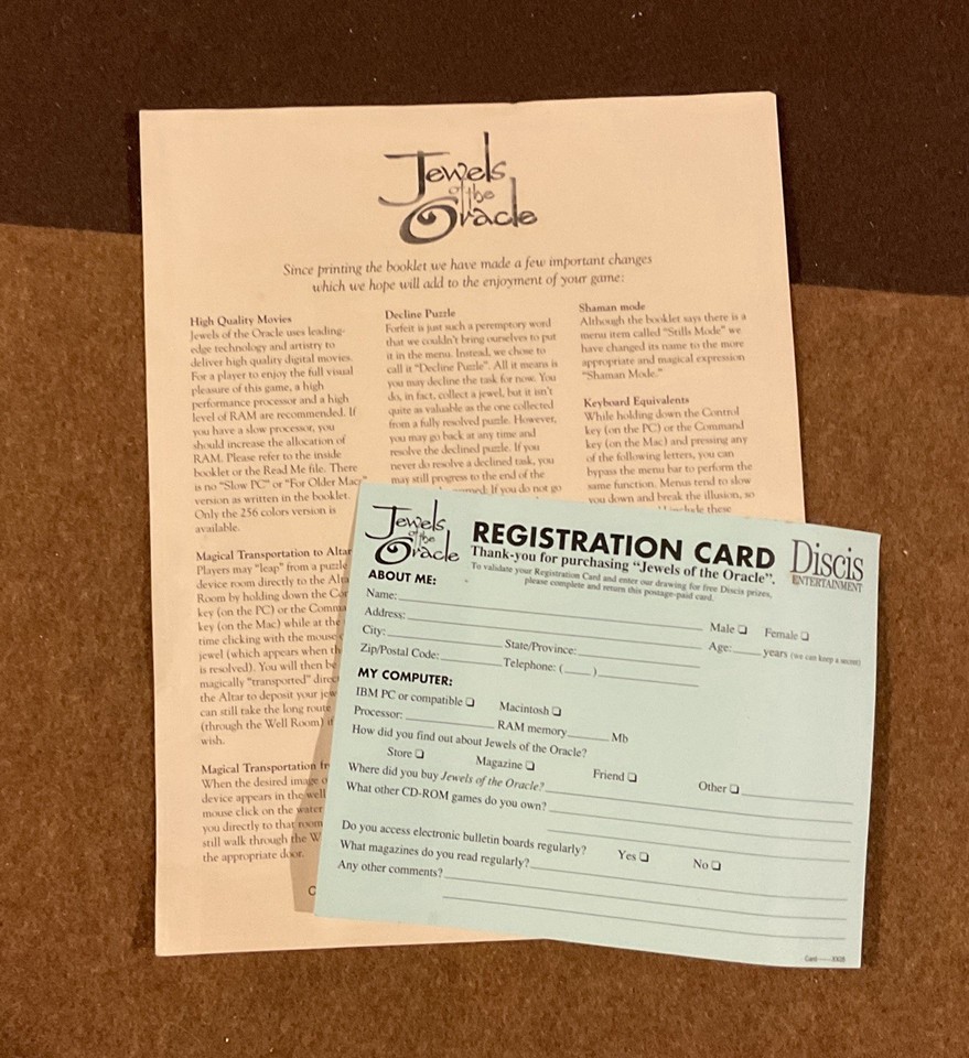 JEWELS OF THE ORACLE, big box, MAC/PC CD-ROM, Discis, 1995, untested | eBay