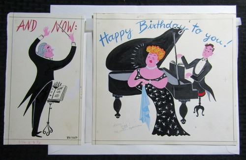 BIRTHDAY Conductor Opera Singer & Pianist 3pcs 11x10" Greeting Card Art ...