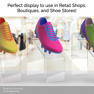 4" x 9" High Shoe Riser Clear Slanted Footwear Pedestal Display Stand ...