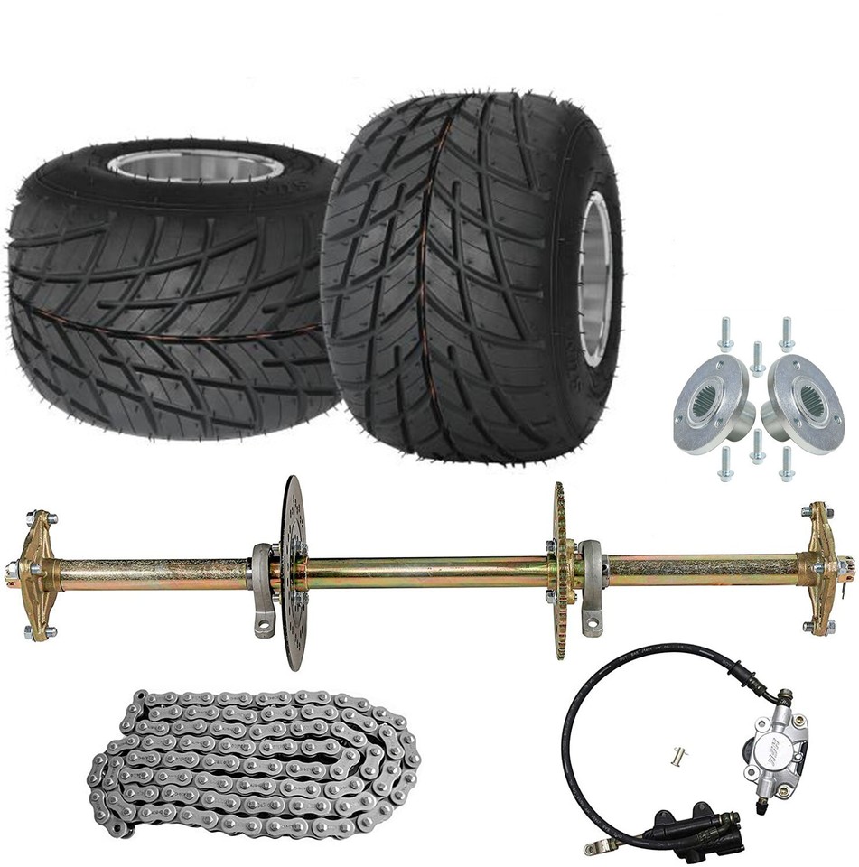32" Go kart Rear Axle kit 5" Wheels Rims 11x7.10-5 10x4.50-5 Tire for ...