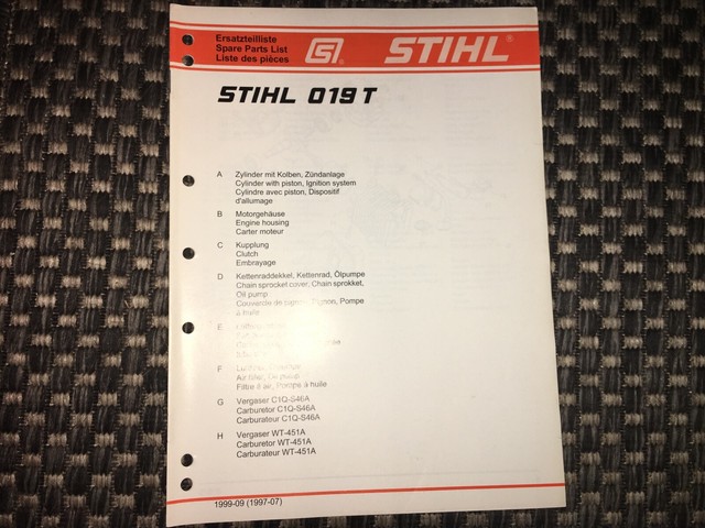 Stihl chainsaw 019t Ipl parts list manual,Stihl 019t chainsaw 99-09 97 ...