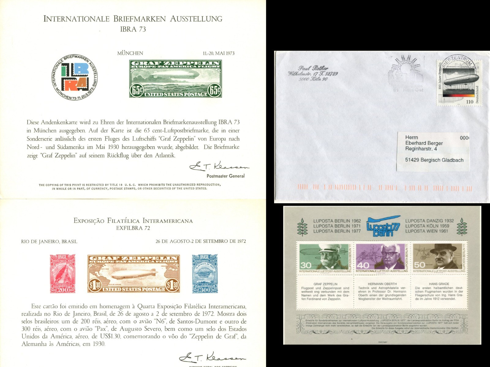ZEPPELIN Air Balloon Aeronautic Postage Sheets Cover Philately Stamp ...