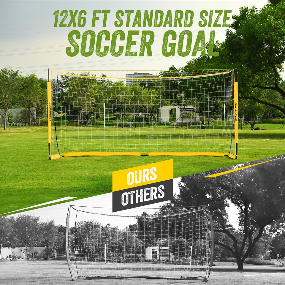 12x6' Portable PVC Soccer Goal Post Soccer Net for Backyard with Ladder ...