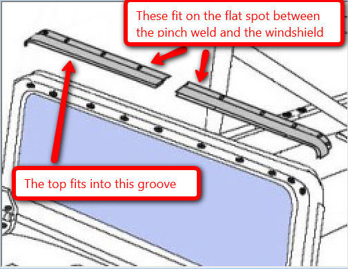 90101 Windshield Channel Soft Top Black For 1976-95 Jeep Wrangler YJ ...