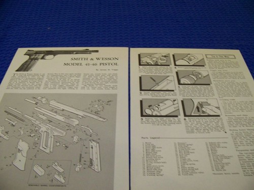 SMITH & WESSON MODEL 41-46 PISTOL..TAKEDOWN/EXPLODED VIEW/PARTS LEGEND ...