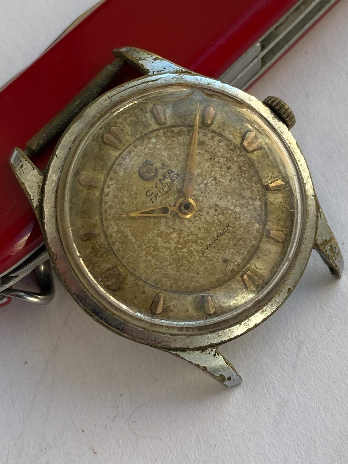 Vintage RARE MEN WIRST WATCH CYMA TRIPLEX CYMAFLEX CAL R 459 TAVANES 17 ...