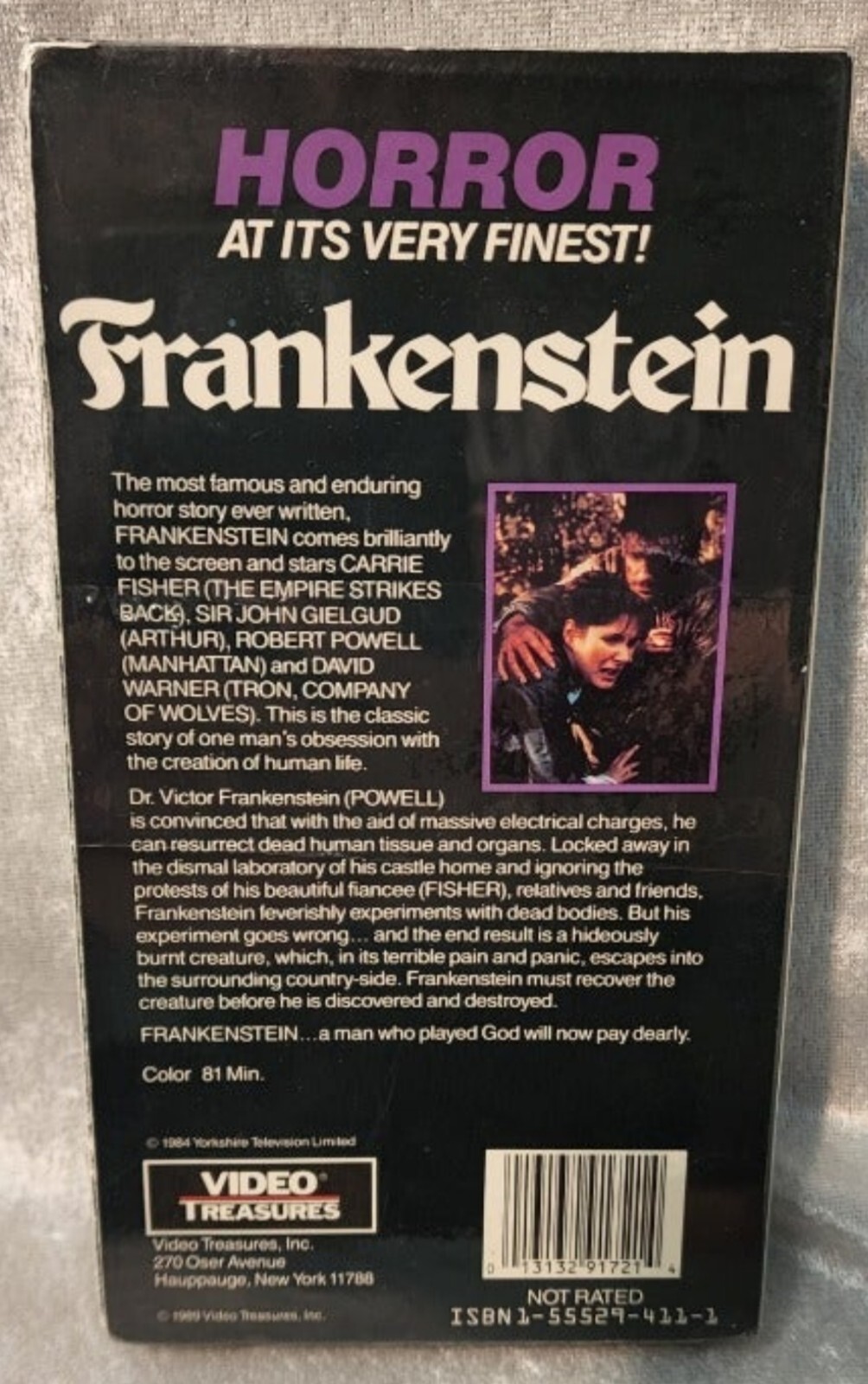 Frankenstein VHS Tape Horror Carrie Fisher Sir John Gielgud 1989 Video ...