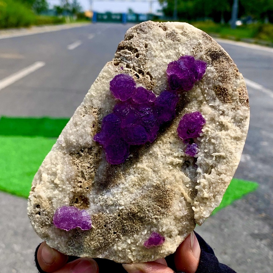 465G Rare transparent purple cubic fluorite mineral crystal sample ...