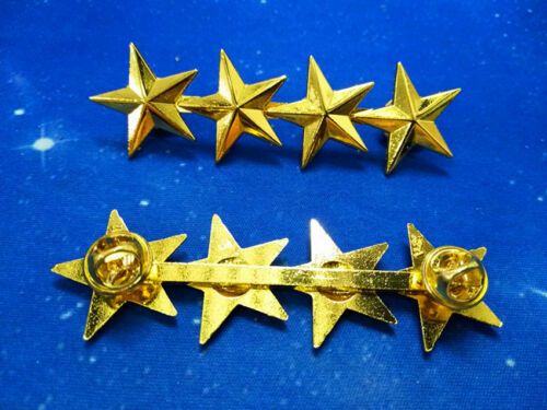 PAIR OF US ARMY OFFICER 4 STAR GENERAL RANK METAL BADGES PIN INSIGNIA ...
