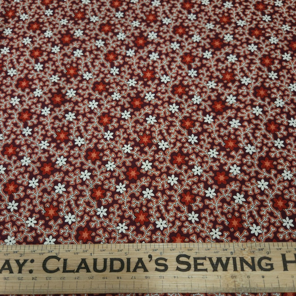 Bordeaux & Sienna BTY Paula Barnes Marcus Brothers Civil War Floral | eBay