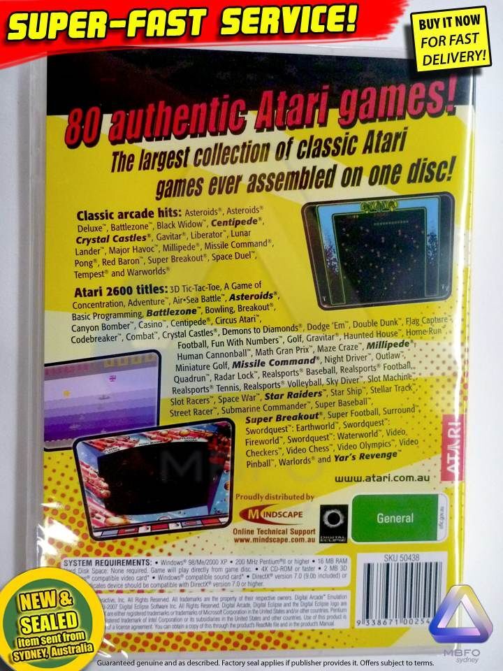 NEW 80 genuine ATARI 2600 + arcade classic games for PC laptop computer ...