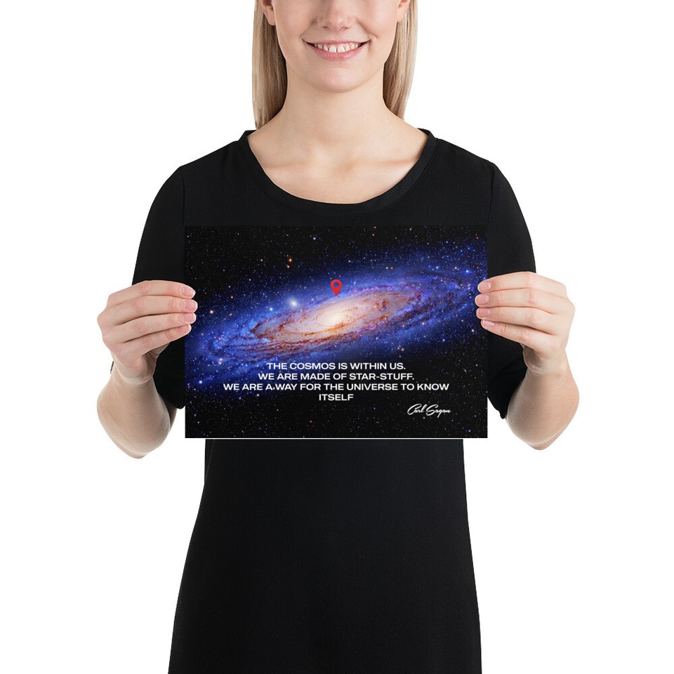 You are here map: Milky Way galaxy map, Carl Sagan quote — space poster ...