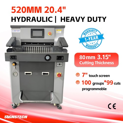 520mm 20.4" Hydraulic Paper Guillotine Cutter Programmable Stack ...