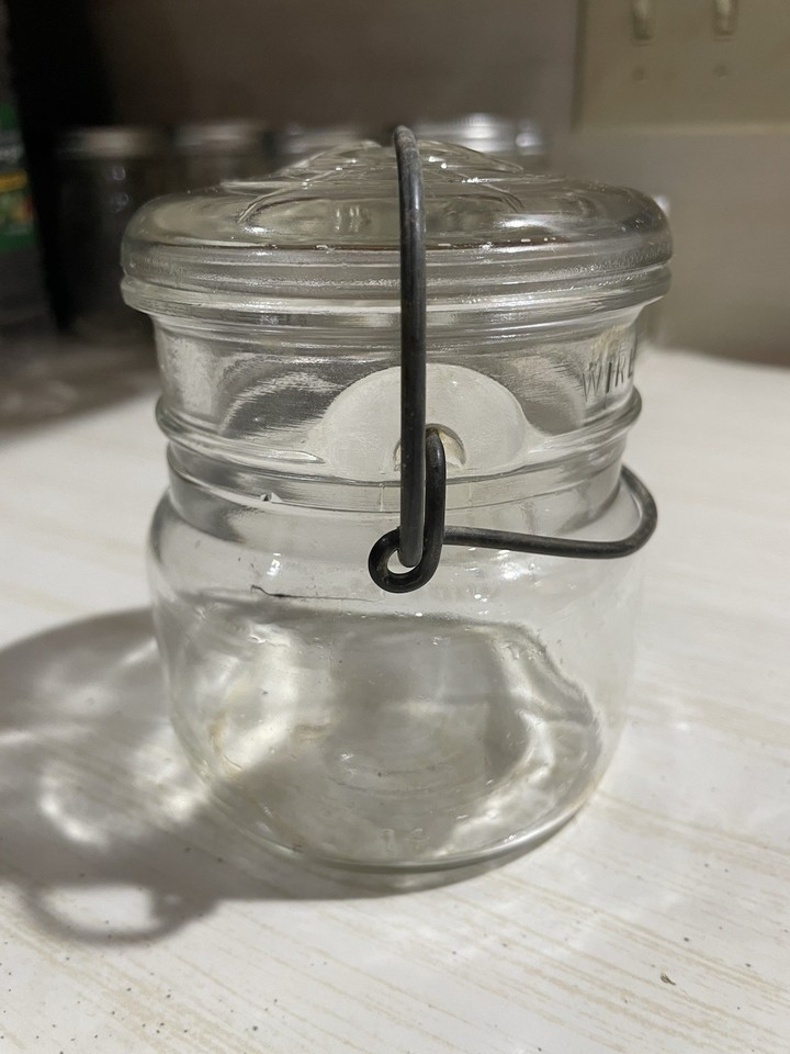Vintage Ball Eclipse Wide Mouth Jar Pint Glass Lid Wire Bail Closure | eBay