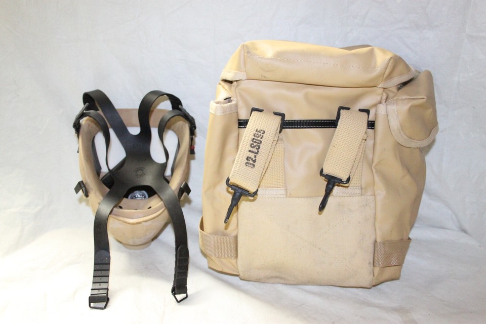 Medium Polish Military Gas Mask NBC MP5 ARF-A 40mm NATO Tan Bag Israeli ...
