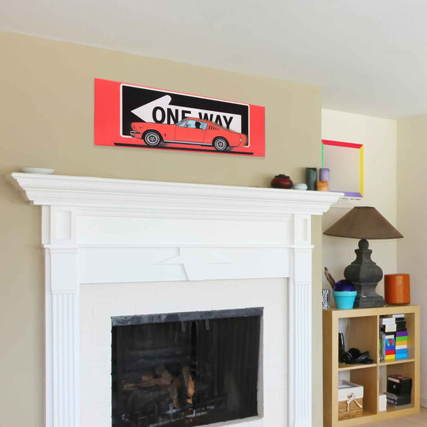 Red 1965 Mustang Fastback One-Way Street Sign Wall Canvas * FREE USA ...