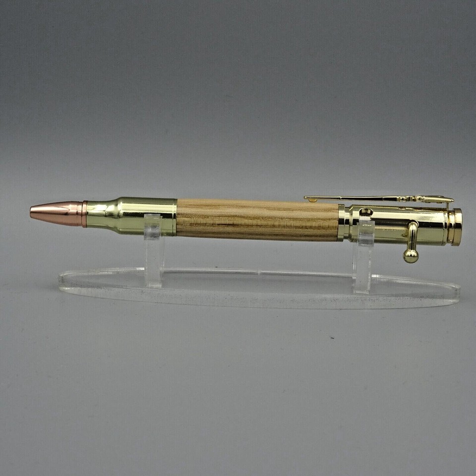 BOLT ACTION RIFLE PEN with OAK BARREL and 24k GOLD TRIM | eBay