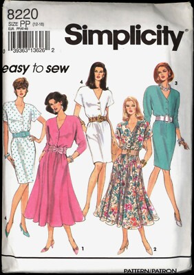 UC Size 12 - 18 B 34 - 40 Easy Button Front Dress Simplicity 8220 ...