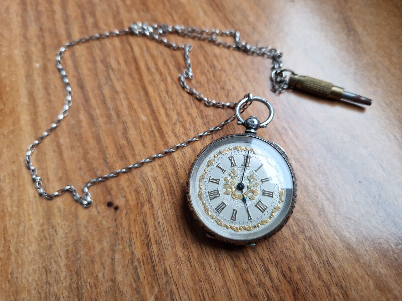 antique silver cased fob pocket watch signed B36mm so… - Gem